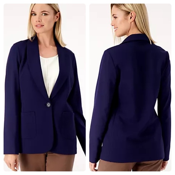 Susan Graver | Jackets & Coats | B5 Graver Susan Graver Regular Ponte Knit Shawl Collar Blazer ...